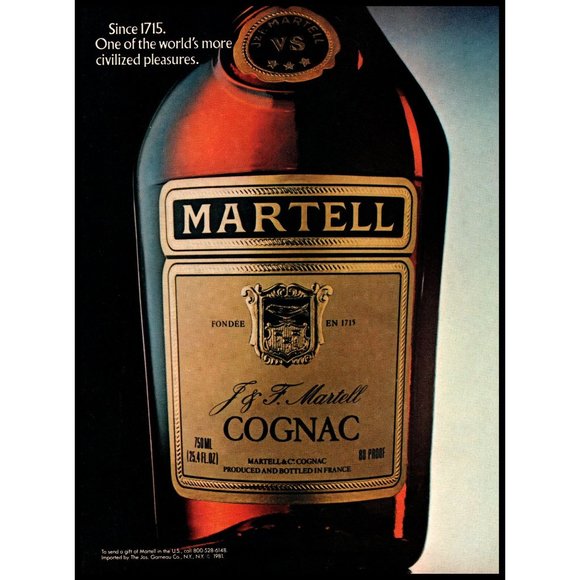 Martell | Art | 983 Martell Cognac Bottle Close Up Vintage Print Ad Man ...